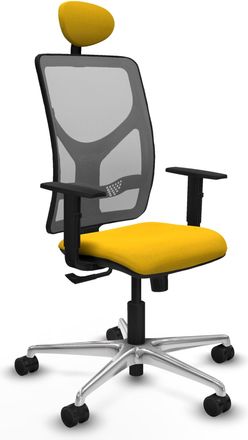 Piqueras y Crespo Schreibtisch-Rollstuhl mit 1D-Armen, h&ouml;henverstellbare Lendenwirbelst&uuml;tze und festes Kopfteil, ausgestattet mit 3 Positionen und Schneidschaum, Grau/G