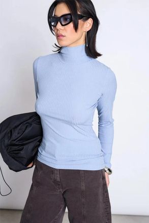 JAN 'N JUNE Damen vegan Rollkragenpullover Mio Mittelblau
