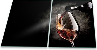 Decorwelt Herdabdeckplatte Abdeckung Ceranfeld Abdeckplatte Schneidebrett 2-Teilig 80x52 Wein Braun Spritzschutz Glasplatte Ceranfeldabdeckung Schutz Herdschutz