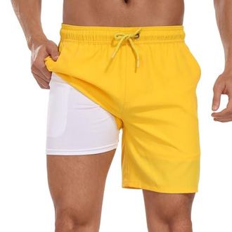 Generic Short de bain pour homme - Short de bain d&eacute;t&eacute; respirant - Design d&eacute;grad&eacute; de couleurs &eacute;l&eacute;gant - Short de plage l&eacute;ger pour un usage quotidien - Pour t-s