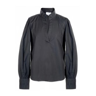 H&eacute;st H&eacute;st, Femme, Blouses et Chemises, Noir, Taille: 38 FR Chemisier Noir Tiss&eacute; avec D&eacute;tails Logo