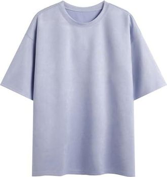 Generic T-shirt pour homme, coupe surdimensionn&eacute;e, manches courtes, haut d&eacute;t&eacute; avec col rond, coupe large, couleur unie, t-shirt basique, t-shirt dext&eacute;rieur po