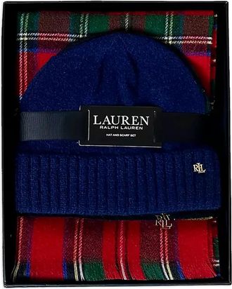 Lauren Ralph Lauren tartan-pattern fringed scarf (set of two) - Rot