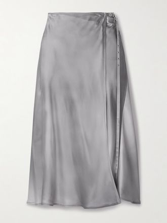 Acne Studios Midi-wickelrock Aus Satin Mit Gürtel - Grau