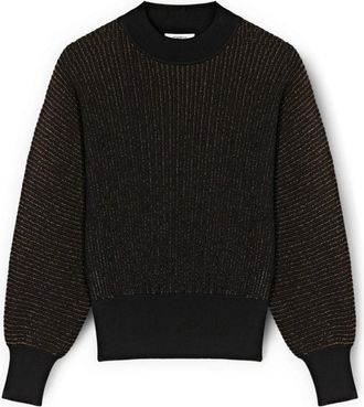 Motivi Femme, Pulls, Brun, Taille: 36 FR Pull Col Roul&eacute; C&ocirc;tel&eacute; en Fil Lamin&eacute;