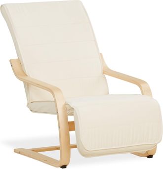 Homestyle4u 2406, Relaxsessel mit Liegefunktion Schwingstuhl mit Armlehne Schwingsessel Wohnzimmer Bezug Beige Creme
