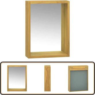 vidaXL Spiegelschrank 30x10x40 cm Massivholz Teak - Spiegelschrank - Badezimmermöbel - Teakholzmöbel - Wandspiegel - Aufbewahrungsraum