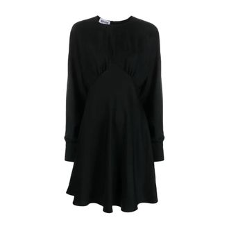 Moschino Schwarzes Satinkleid mit Ballon&auml;rmeln - - Dresses - Damen - Schwarzk - XS
