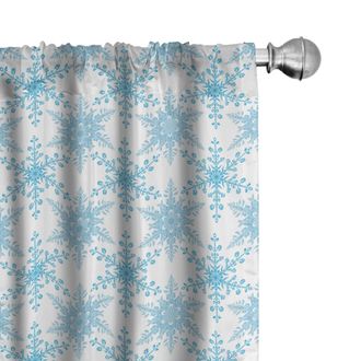 Abakuhaus Schneeflocke Vorhänge, Gardinen, Winter-Schneefall, Fensterbehandlungen für Wohnzimmer Schlafzimmer Dekor, 2 Stück 75 cm b x 225 cm h, Himmelblau