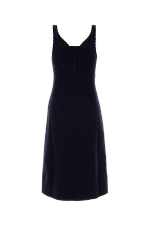 Miu Miu Womens Navy Blue Wool Dress Bleu Abiti