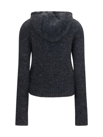 Our Legacy Womens Alpaca-Blend Zip-Up Hoodie Charcoal Melange Sweatshirts Sweater