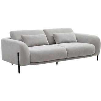 Vente-Unique Canap&eacute; 3 places avec dossier relevable en tissu gris clair ARAVIO