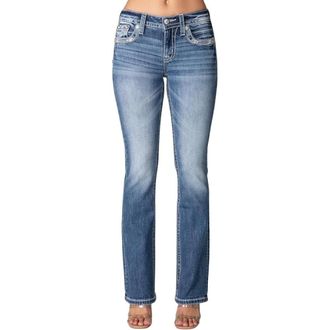 Miss Me Femme, Jeans, Bleu, Taille: W30 Bootcut Jeans 34L
