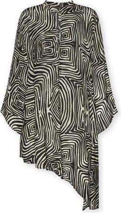 Elena Miro Femme, Blouses et Chemises, Noir, Taille: 44 FR Long Printed Viscose Blouse