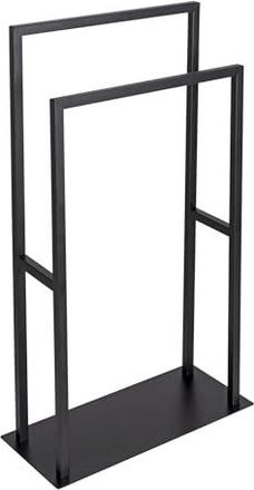 WENKO Handtuch- und Kleiderständer Mod. Rivaltana, Handtuchhalter freistehend für Bad und Wohnräume, aus Edelstahl, Schwarz matt