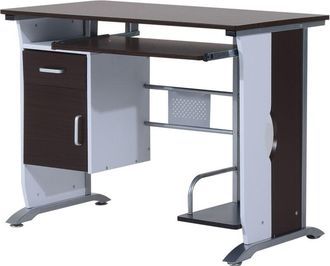 HOMCOM Homcom - Bureau informatique design 100L x 52l x 75h cm brun noir et blanc