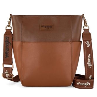 Montana West Wrangler Gro&szlig;e Umh&auml;ngetasche f&uuml;r Damen, veganes Leder, Cross-Body-Tasche mit Gitarrengurt, braun