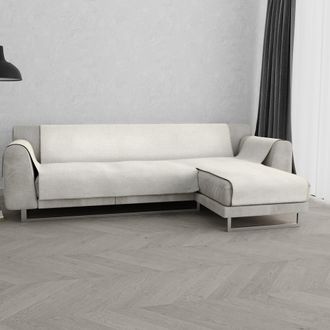 Italian Bed Linen Sofa&uuml;berwurf rutschfest, Comfort mit Halbinsel rechts und seitlichen Armlehnen, Made in Italy, Sitz Sofabezug 190 cm - Creme