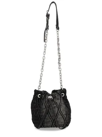 Diesel Womens Charm-D Bucket S Bag Black Cotton Shoulder