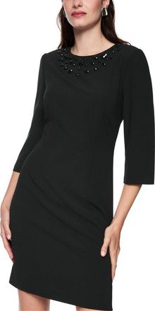 Marc Cain Midikleid Premium Damenmode mit Schmucksteinen, tailliert, Rock leicht ausgestellt