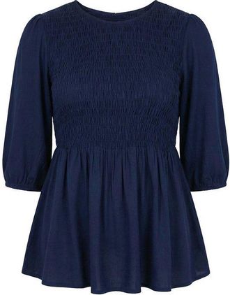 Angel Of Style Longbluse Bluse A-Linie Smok-B&uuml;ste 3/4-&Auml;rmel Volant