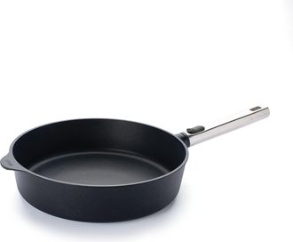 Woll Diamond Logic XR Pro Hochrandpfanne - Induktiv -, Ø 28 cm, 7 cm hoch, mit abnehmbarem Edelstahlstiel - Geeignet für alle Herdarten, Aluminiumguss, Ant