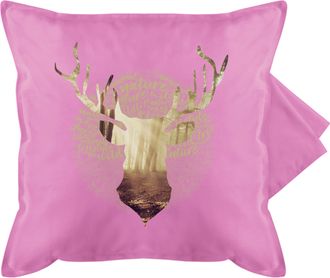 Shirtracer Kissenbezug - Dekoration Kissen - Hirsch Motiv Geschenk Jäger I Hirschgeweih Tracht - 50 x 50 cm - Pink - hirschkissen Oktoberfest-Design Jaeger kisse