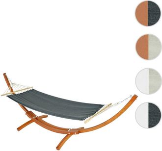 Mendler Hamac avec support HWC-J46, jusquà 200kg support en bois FSC-certifié 320cm marron, tissu gris