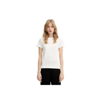 Pinko Pinko, Femme, Tops, Blanc, Taille: 42 FR T-shirt &agrave; col rond c&ocirc;tel&eacute;