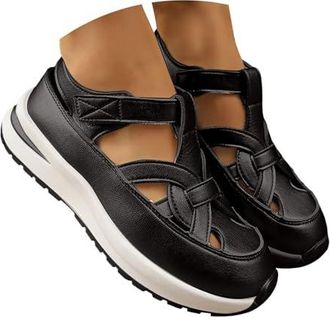 Generic Sandales orthop&eacute;diques pour femme - Semelle souple - Semelle souple - Bout rond ferm&eacute; - Soutien de la vo&ucirc;te plantaire - Sandales compens&eacute;es r&eacute;glables 