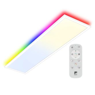 Eglo LED Deckenleuchte Bottazzo, Deckenlampe mit Fernbedienung, Panel ultraflach mit Backlight, B&uuml;rolampe dimmbar aus Metall und Kunststoff in Wei&szlig;, warmwe