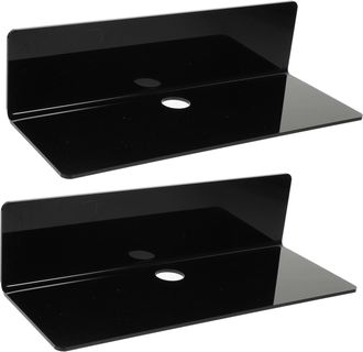 SOLUSTRE 2 Stück Teiliges Schwarzes Wandregal für Badezimmer Förmiges Nagelfreies Aufbewahrungsregal mit Großer Kapazität Robustes und Wasserfestes Regal für B