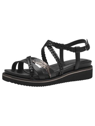 Tamaris Damen Plateau Sandalen Leder Sommer; BLACK/schwarz; 38 EU