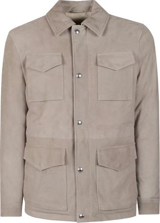 Eleventy Homme, Vestes, Vert, Taille: L Suede Shirt Jacket