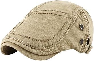 Feoya Casquette Plate Homme Béret Coton Chapeau Gavroche Gatsby Casquette Newsboy Réglable Vintage Casquettes Souples Respirant Basque Flat Cap Irlandaise V