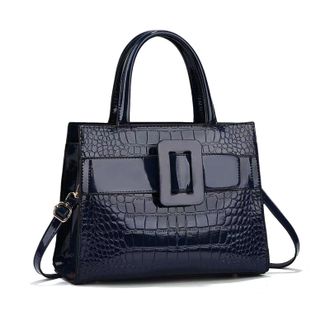 Nicole & Doris Frauen Tasche Elegante Handtasche Damen Designer Schultertasche PU Leder Tote Handtasche Umh&auml;ngetasche Kroko Henkeltasche mit Vielen F&auml;chern Blau