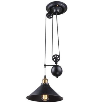 Globo Lighting Zugpendelleuchte Vintage Pendellampe H&ouml;henverstellbar H&auml;ngeleuchte Landhausstil, schwarz altmessing, 1x E27, DxH 30 x 90-180 cm