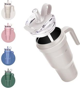 Charmline Gourde 1,2L avec Paille et Couvercle, Grande Capacit&eacute;, pour Boissons Chaudes ou Froides, Id&eacute;ale au Quotidien &agrave; la Maison, au Bureau ou &agrave; la Salle de S