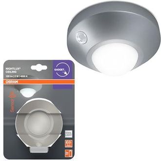 Osram NIGHTLUX Deckenleuchte, Silber, mit Bewegungs- & Lichtsensor, batteriebetrieben, IP20, 105 lm, 4000K, einfache Montage und robustes Gehäuse