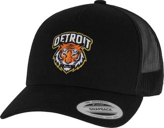 Mister Tee Herren Cap Detroit Tiger Head Patch 5-Panel Retro Trucker Cap, Herren Kappe mit Front-Stickerei und Snapback-Verschluss, Einheitsgr&ouml;&szlig;e