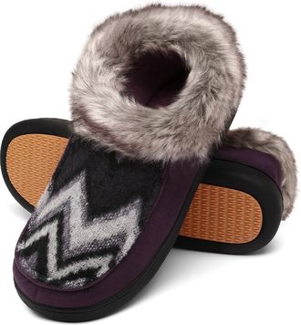 Mishansha Warme Hausschuhe Damen Winter Plüsch Pantoffeln Hüttenschuhe Damen rutschfeste Puschen Memory Foam Pantoletten Frauen Tyrianisch Violett,Gr.42