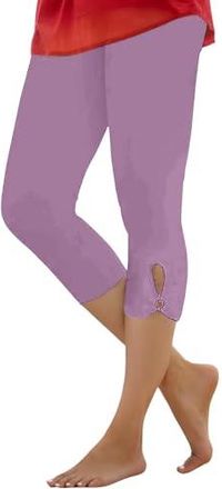 Generic Legging capri habill&eacute; d&eacute;contract&eacute; d&eacute;t&eacute; longueur genou pantalon court tendance l&eacute;ger v&ecirc;tements pour femme, violet clair, 3XL