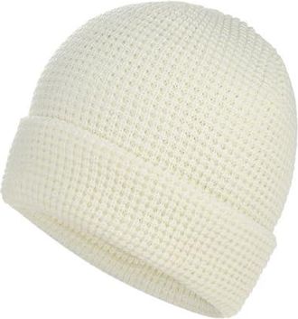Generic Bonnet dhiver chaud en tricot - Bonnet classique en tricot unisexe avec doublure &eacute;paisse et chaude - Extensible et doux, 01 - Blanc, Taille unique