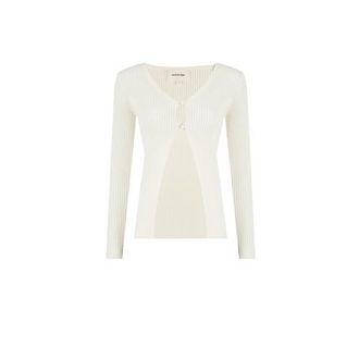 Saison 1865 Gerippter Cardigan - Weiß