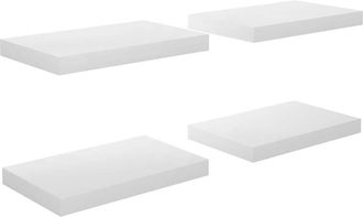 Generic Schwebendes Wandregal, 4 St&uuml;ck, MDF, Hochglanz-Wei&szlig;, Schwebendes Regal, 23/40/50/60/80/90/120 cm, Wandregal f&uuml;r Wohnzimmer/Arbeitszimmer/Bad/K&uuml;che (40