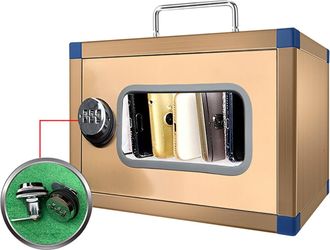 Generic Handy-Schlie&szlig;fach aus Edelstahl, Handyhalterung f&uuml;r Klassenzimmer, mit Zahlenschloss, 6/16/24 F&auml;cher, f&uuml;r Krankenh&auml;user, B&uuml;ros und Labore(Gold,Small)