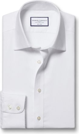 CHARLES TYRWHITT Bügelfreies Royal-Oxfordhemd - Weiß Knopfmanschette