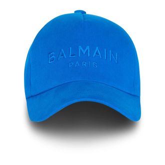 Balmain Homme, Accessoires, Bleu, Taille: ONE Size Casquette en coton brod&eacute;