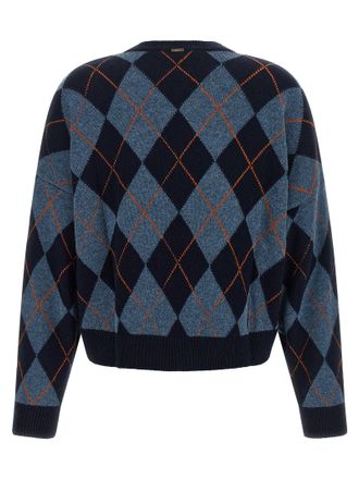 Twin-Set Jacquard Argyle Sweater - Navy
