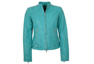 Jilani Lederjacke Imala KJ Jilani - Damen Lederjacke Lammnappa mermaid t&uuml;rkisblau